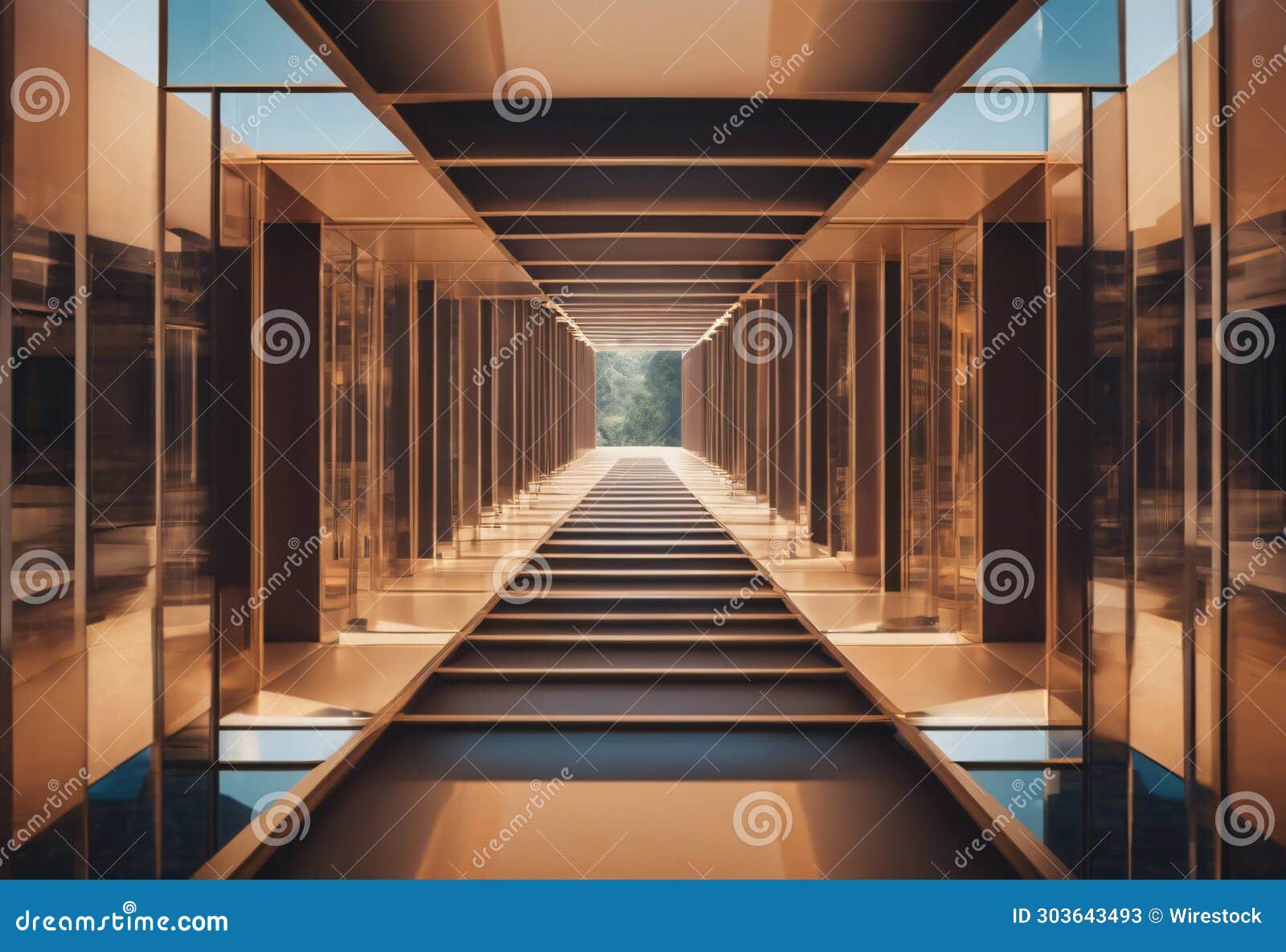 The Inside of a Hallway Leading To an Exit Way through Glass Stock ...