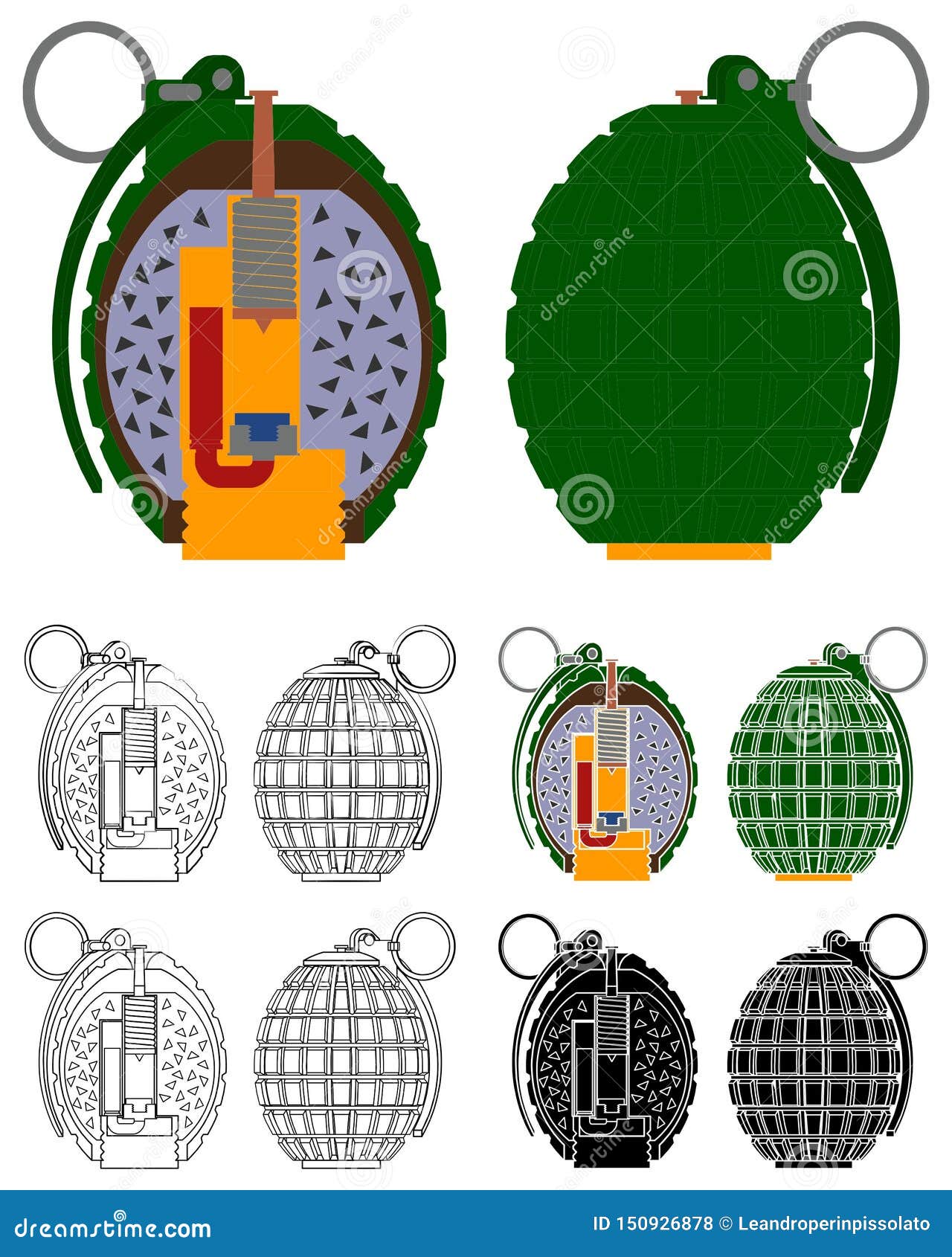 Inside the Hand Grenade Mechanism Stock Vector - Illustration of ...
