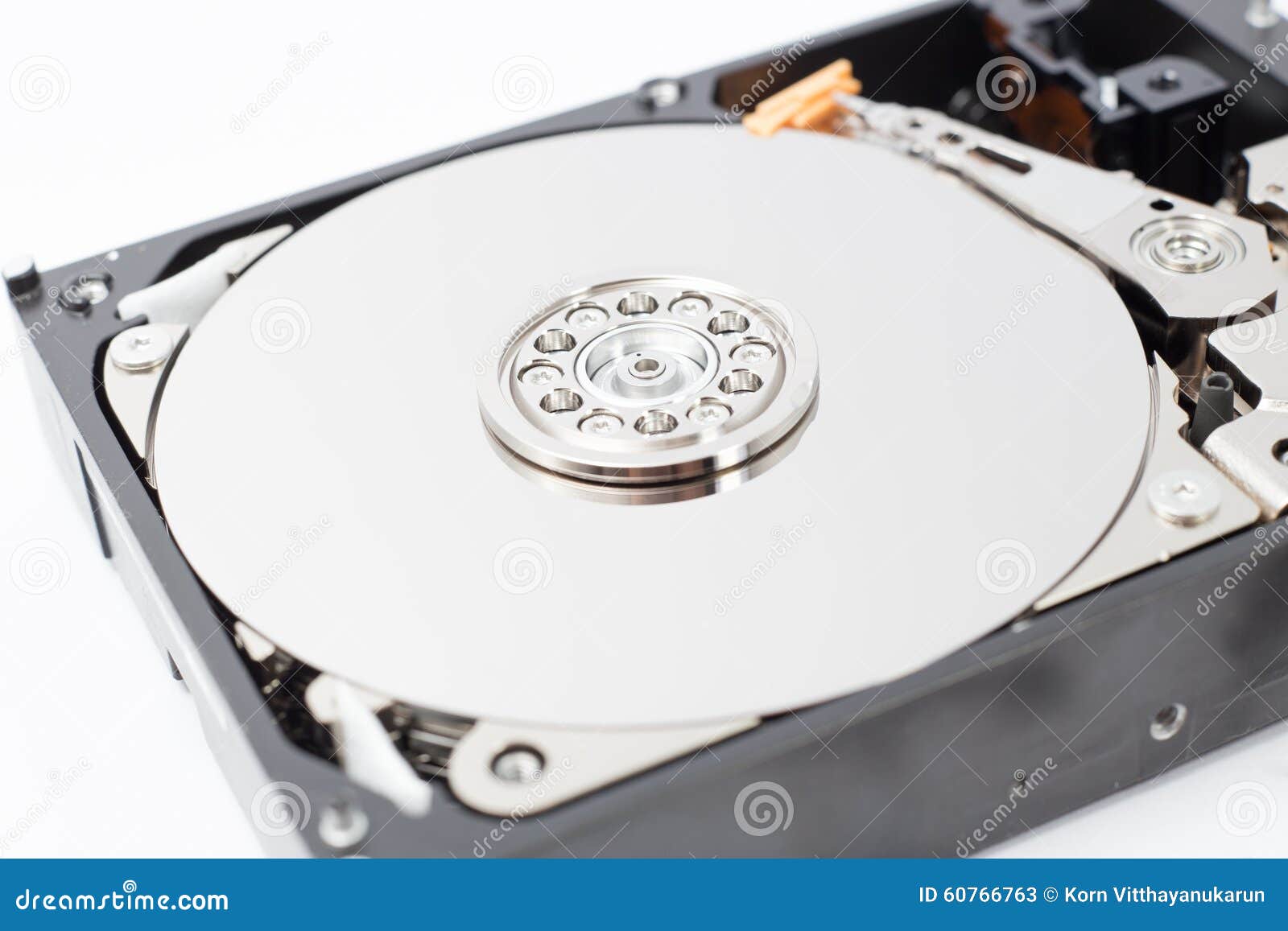 Inside Hard Disk Drive (HDD)-Computer Hardware Components. Stock Image ...