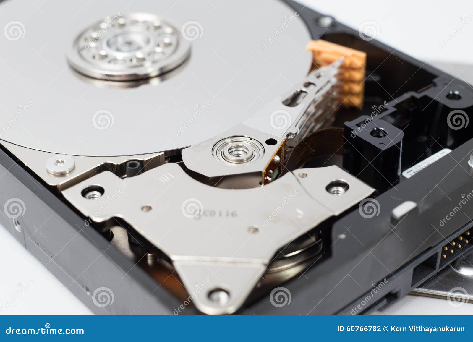 Inside Hard Disk Drive (HDD)-Computer Hardware Components. Stock Photo ...