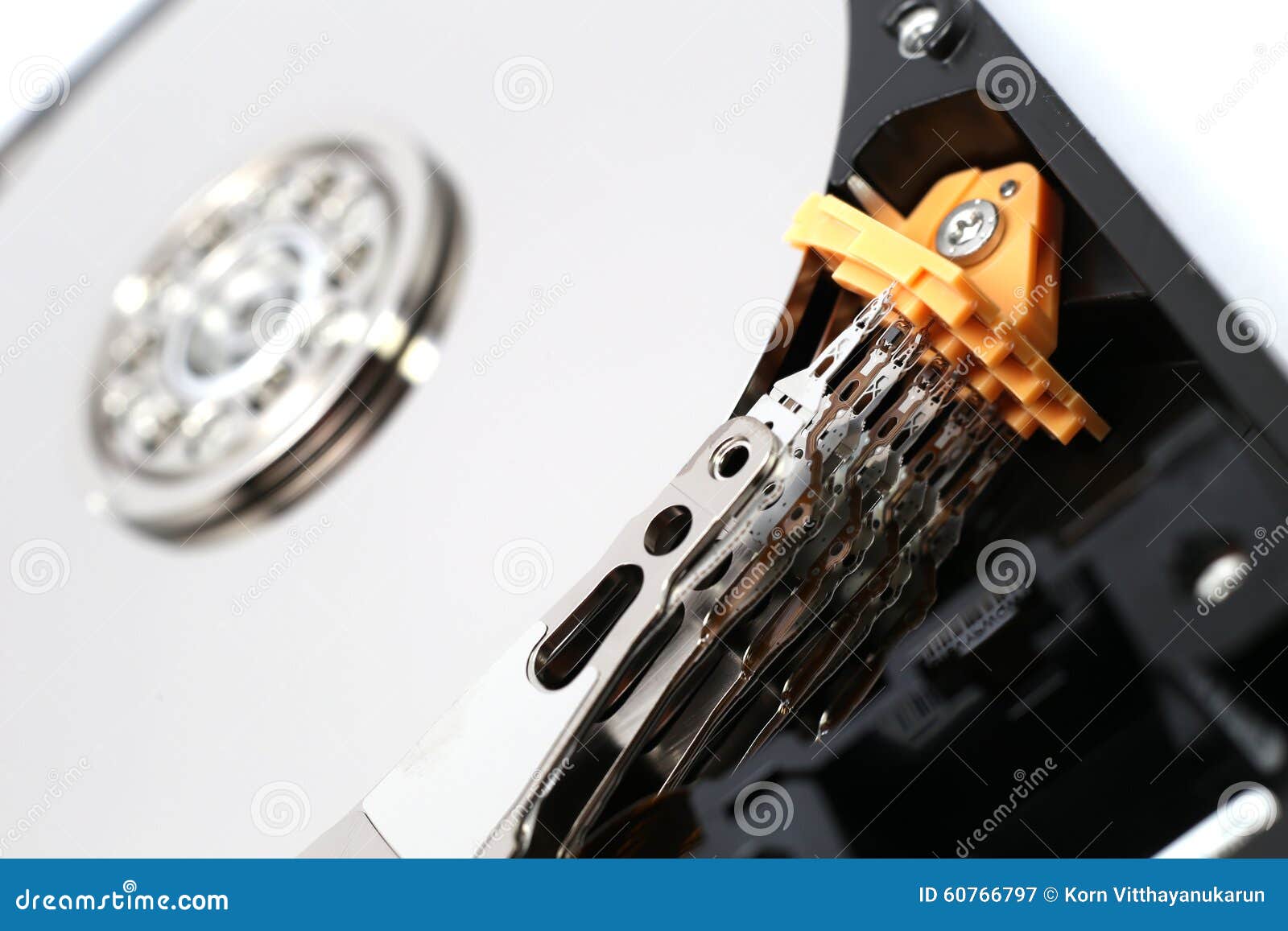 Inside Hard Disk Drive (HDD)-Computer Hardware Components. Stock Image ...