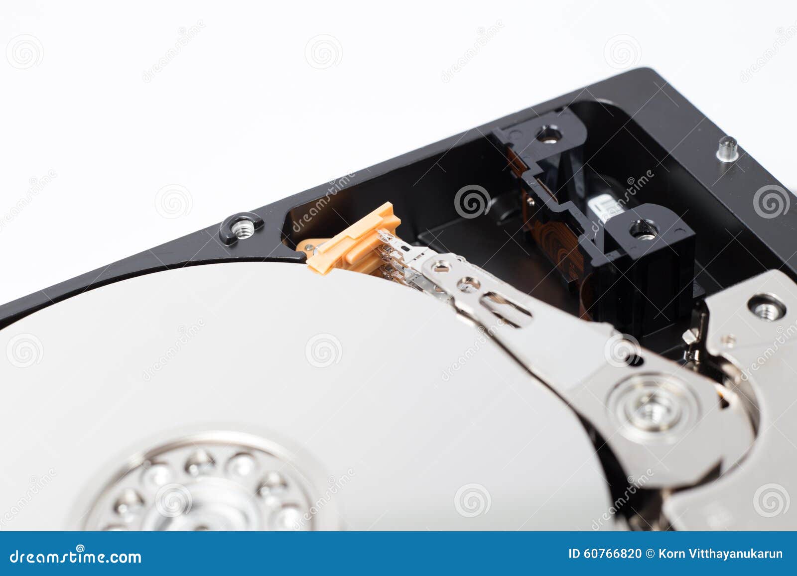 Inside Hard Disk Drive (HDD)-Computer Hardware Components. Stock Photo ...