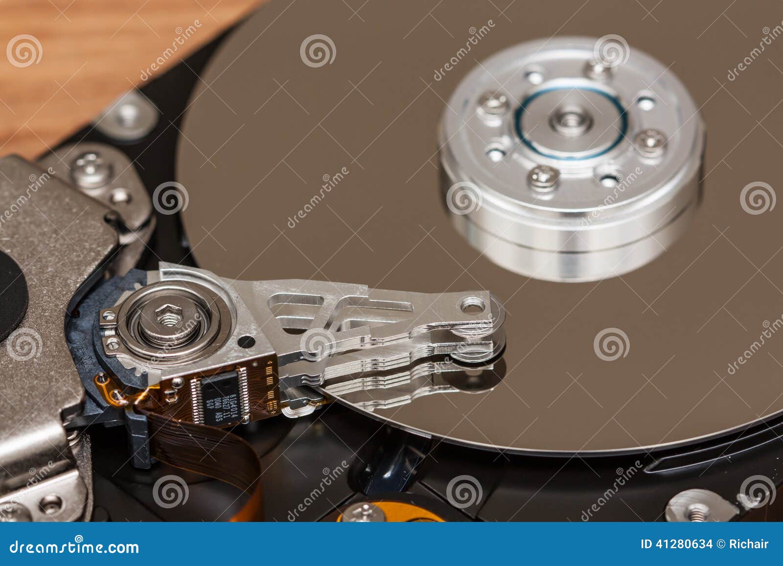 Inside of hard disk stock photo. Image of electronics - 41280634