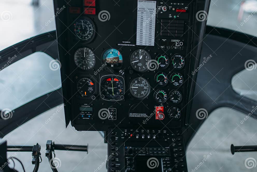 Inside Helicopter Cabin, Control Panel, Dashboard Stock Image - Image ...