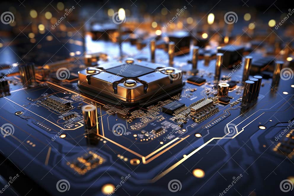 Inside a High Performance Computer. Computer Circuit Board and CPU ...