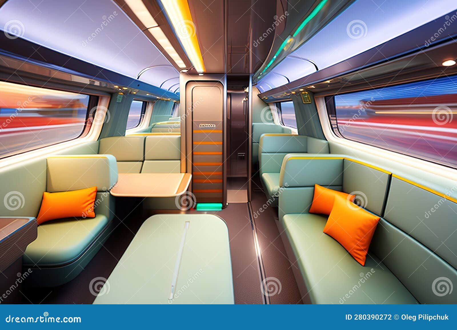 Inside a High-speed Modern Train, Interior, Ai-generated Stock ...