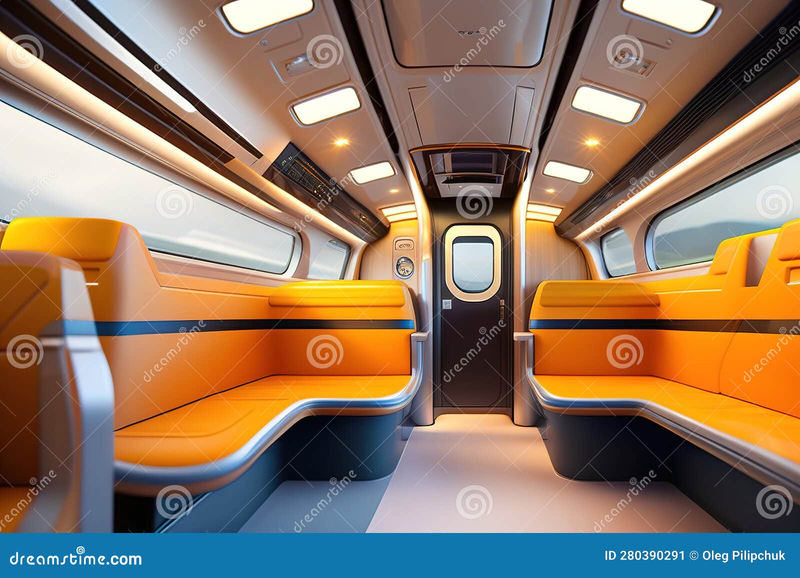 Inside a High-speed Modern Train, Interior, Ai-generated Stock ...
