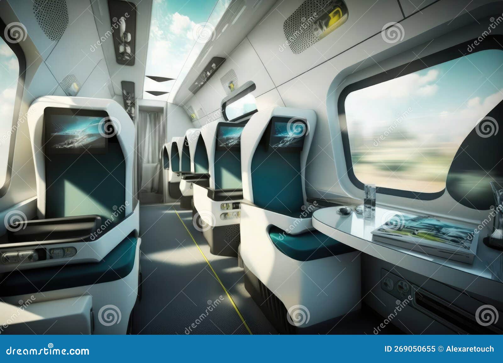 Inside the High-speed Train of the Future Stock Image - Image of window ...