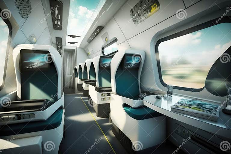 Inside the High-speed Train of the Future Stock Image - Image of window ...