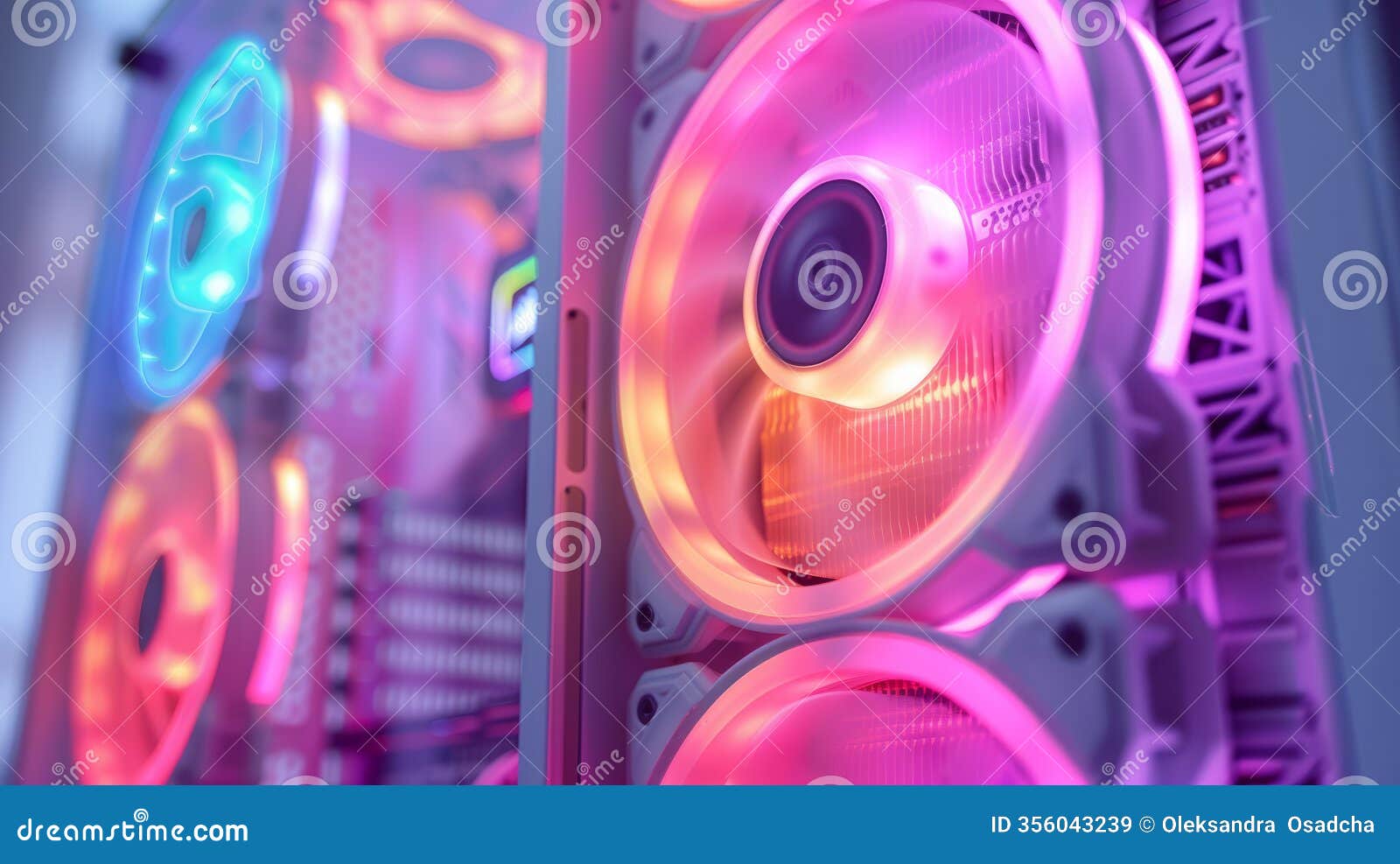 Inside of a High-tech Gaming PC with RGB Lighting. Stock Image - Image ...
