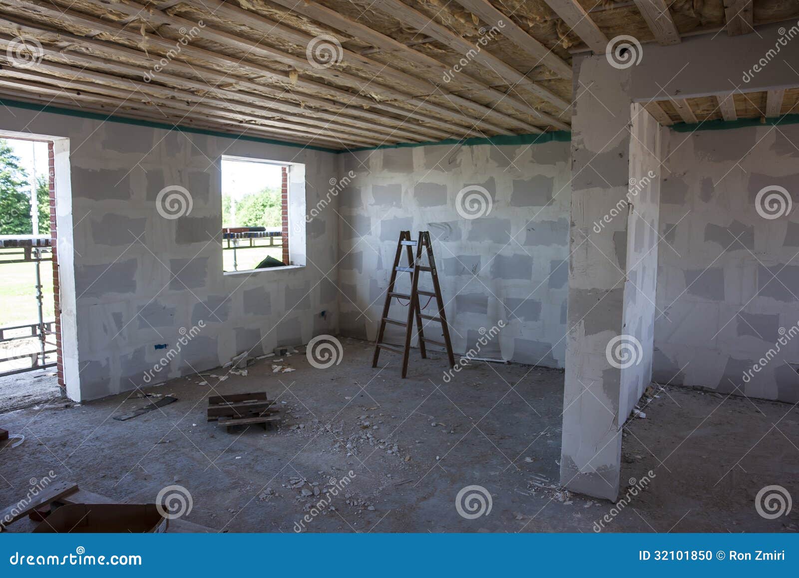 Inside a House in Construction Stock Photo - Image of housing, mason ...
