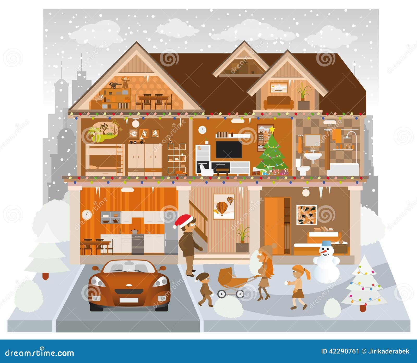 Inside the house (Winter) stock vector. Illustration of exterior - 42290761