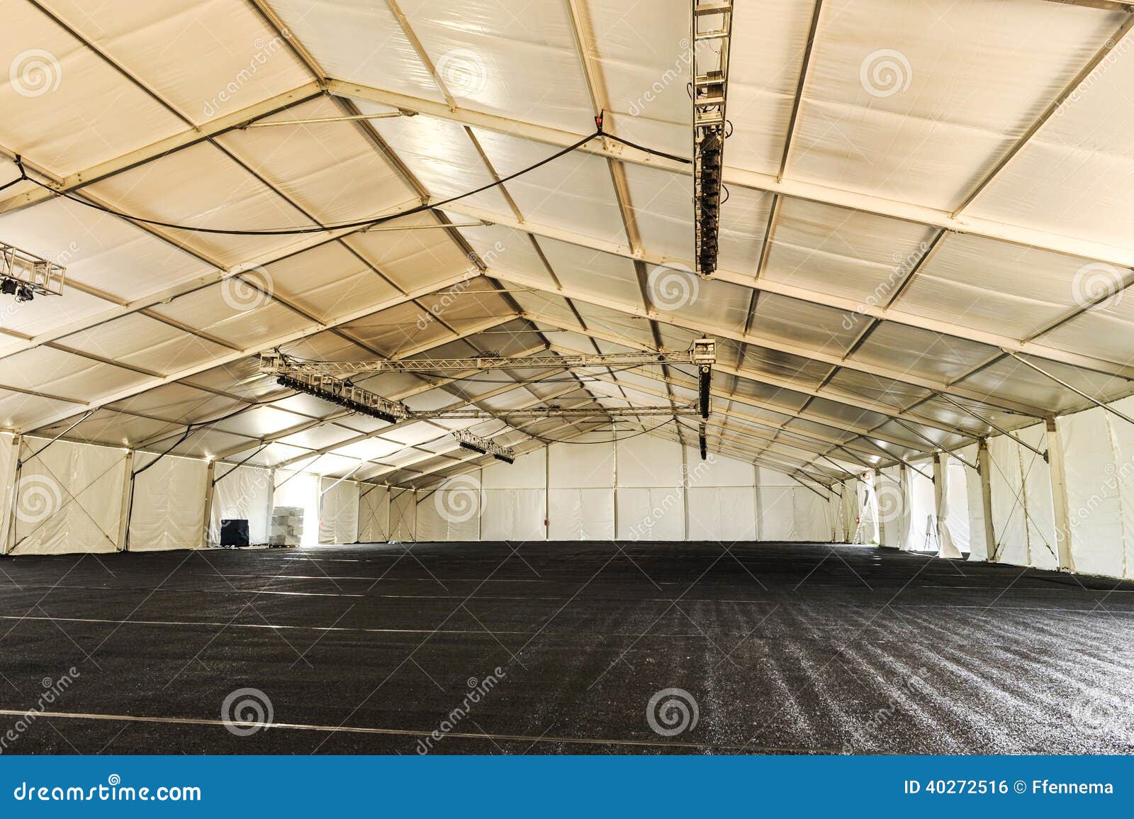 Inside of a Huge White Tent with Rafters Stock Photo - Image of shelter ...