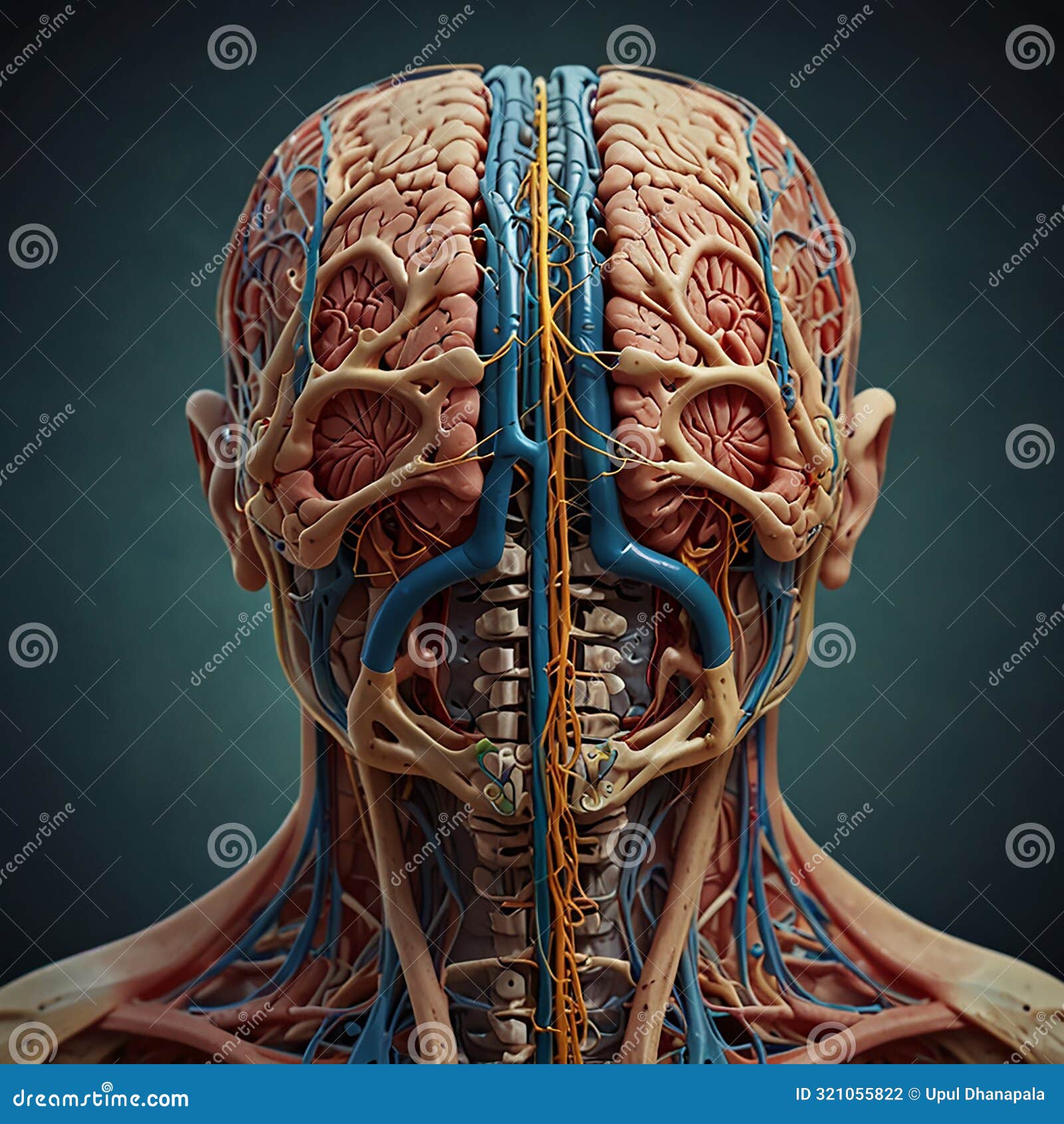 Human Nerves System with Arteries and Capillaries Stock Illustration ...