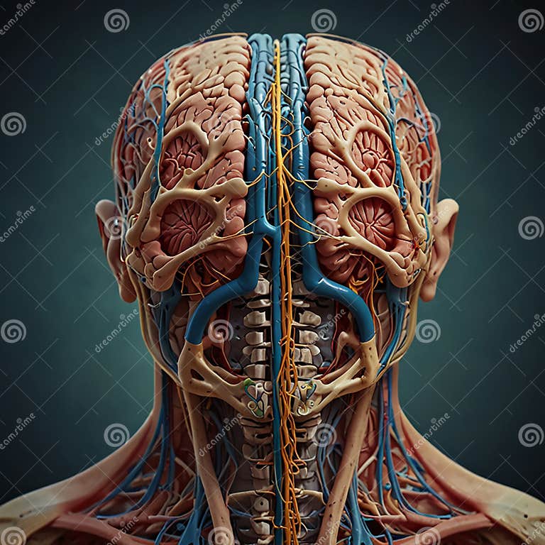 Human Nerves System with Arteries and Capillaries Stock Illustration ...