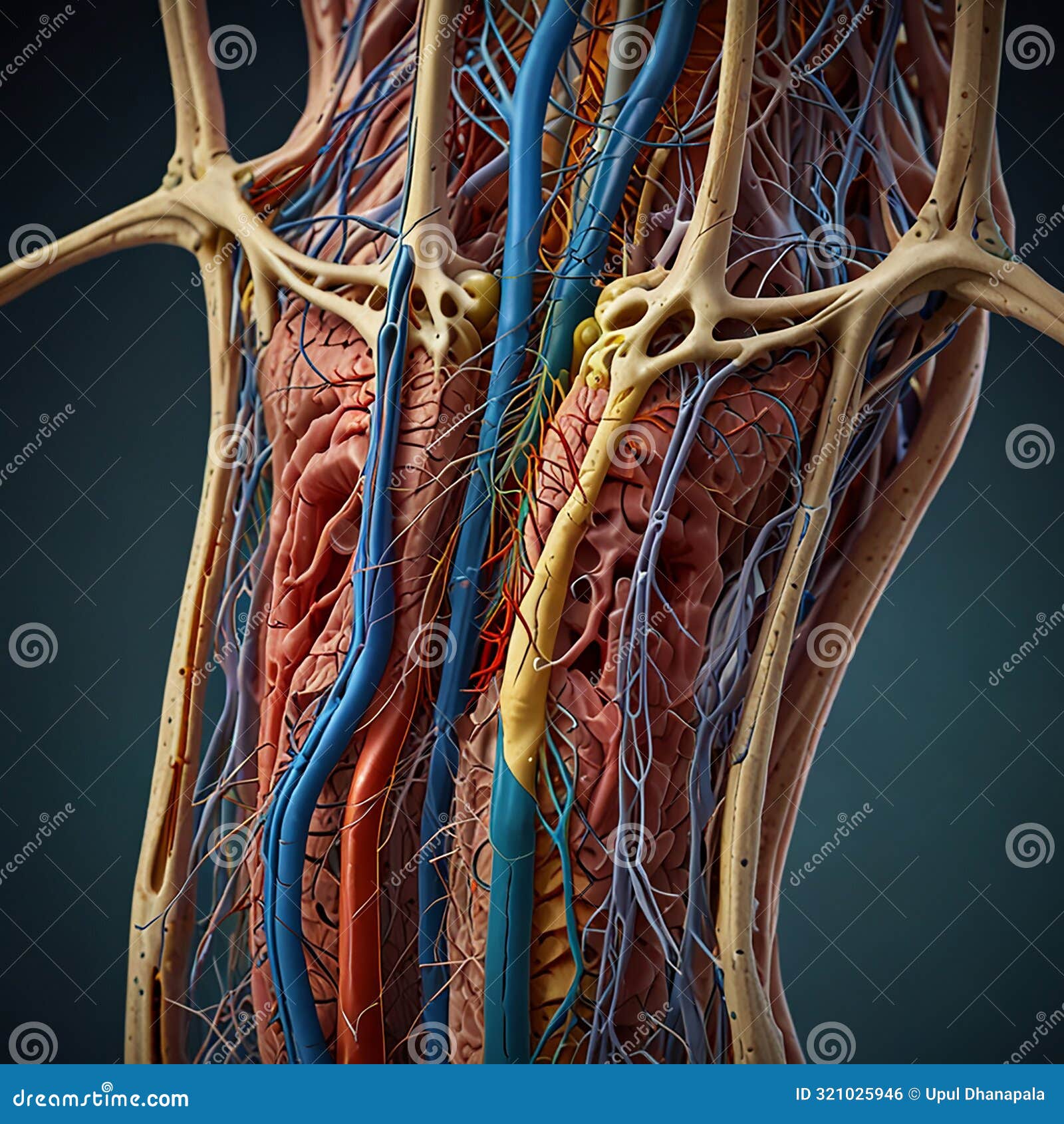 Human Nerves System with Arteries and Capillaries Stock Illustration ...