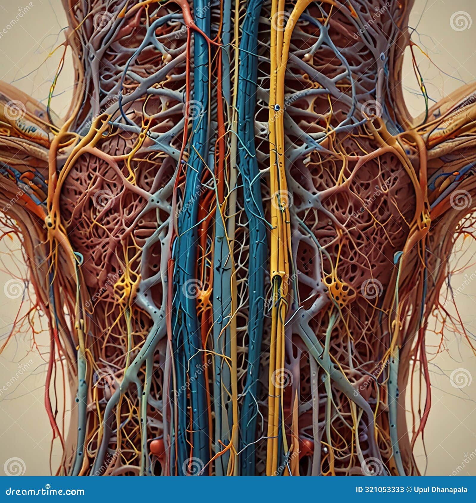 Human Nerves System with Arteries and Capillaries Stock Illustration ...
