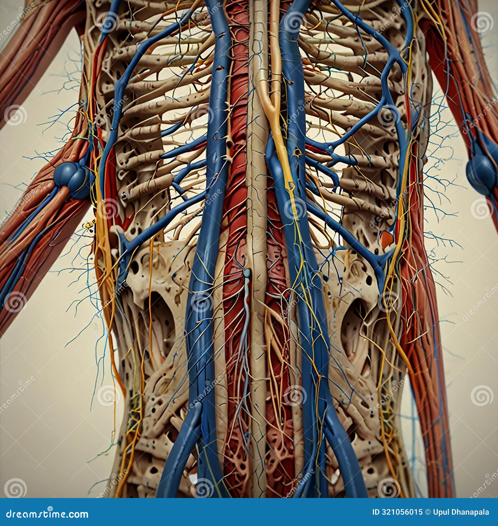 Human Nerves System with Arteries and Capillaries Stock Illustration ...