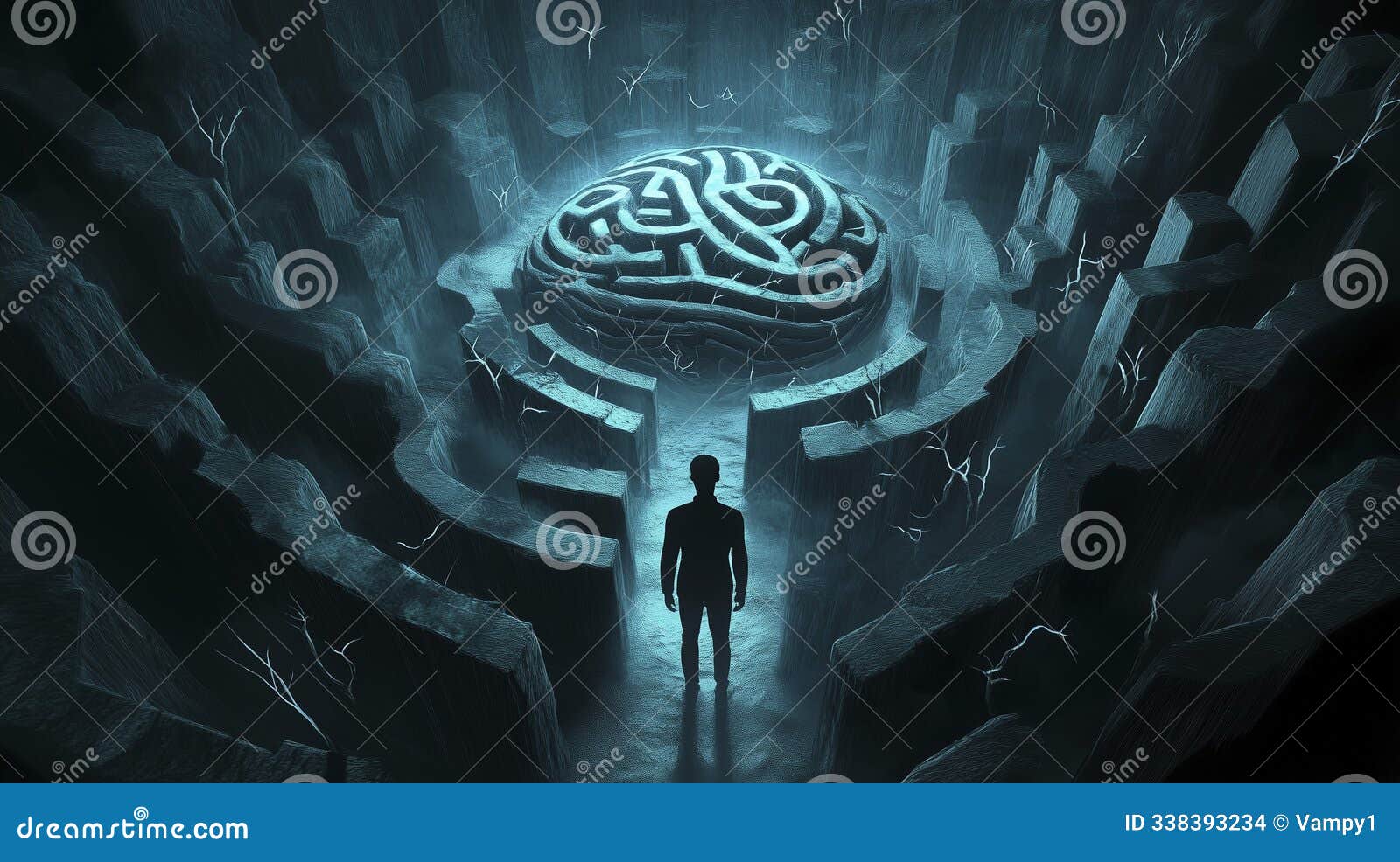 Mind Of Person In Mess Like Hard Depression Vector Illustration ...