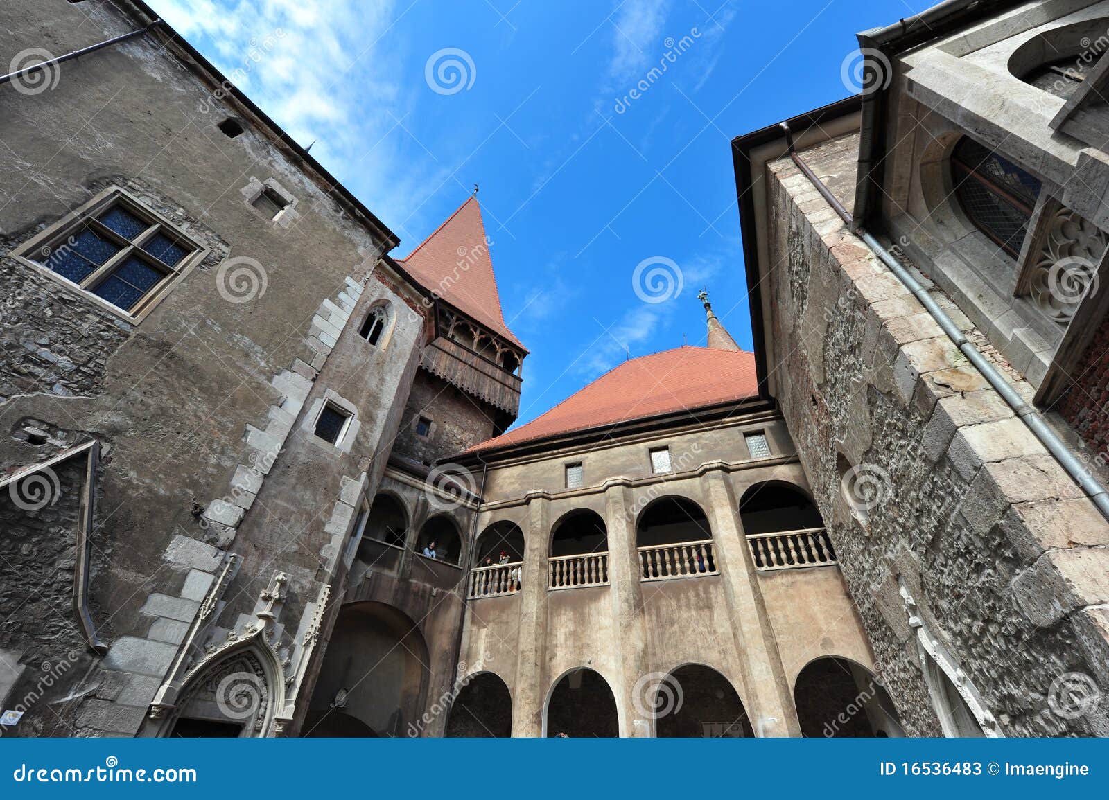Inside the Hunedoara Castle Courtyard Stock Image - Image of castle ...