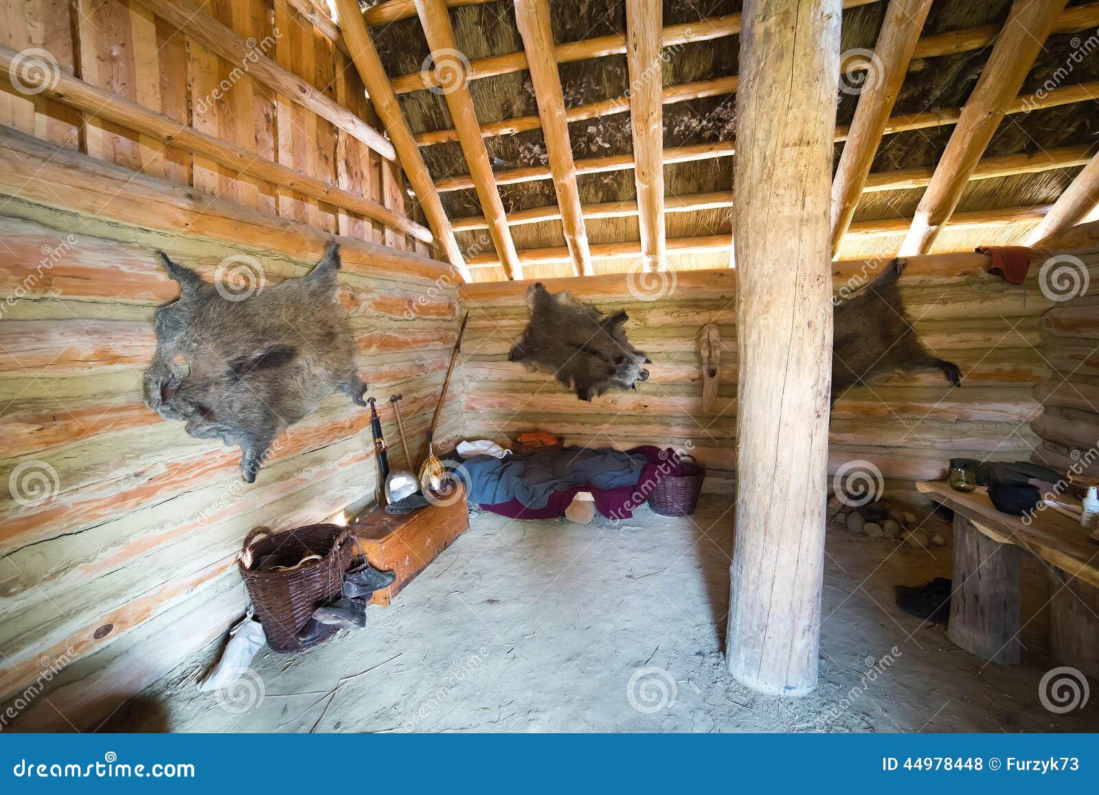 Inside of hunter s hut stock photo. Image of thatched - 44978448