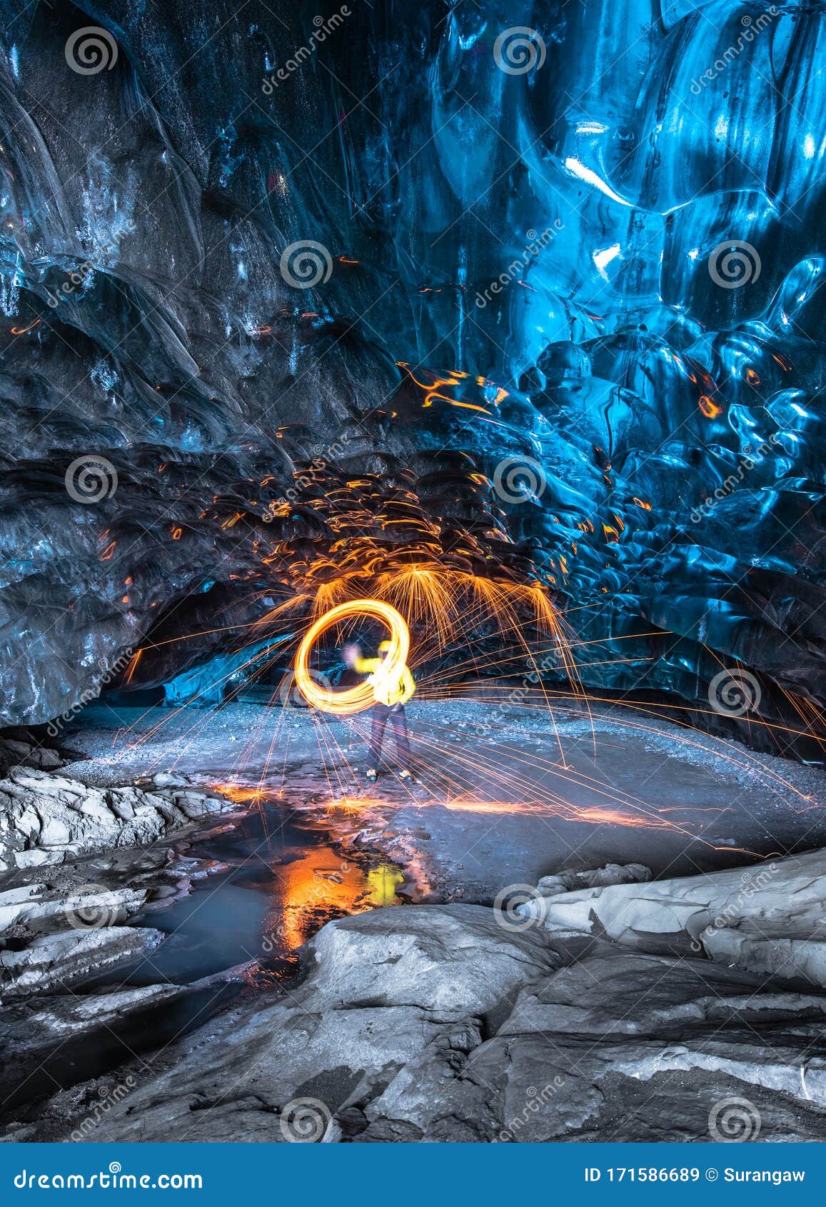 Inside an Ice Cave in Iceland Stock Image - Image of arctic, iceberg ...