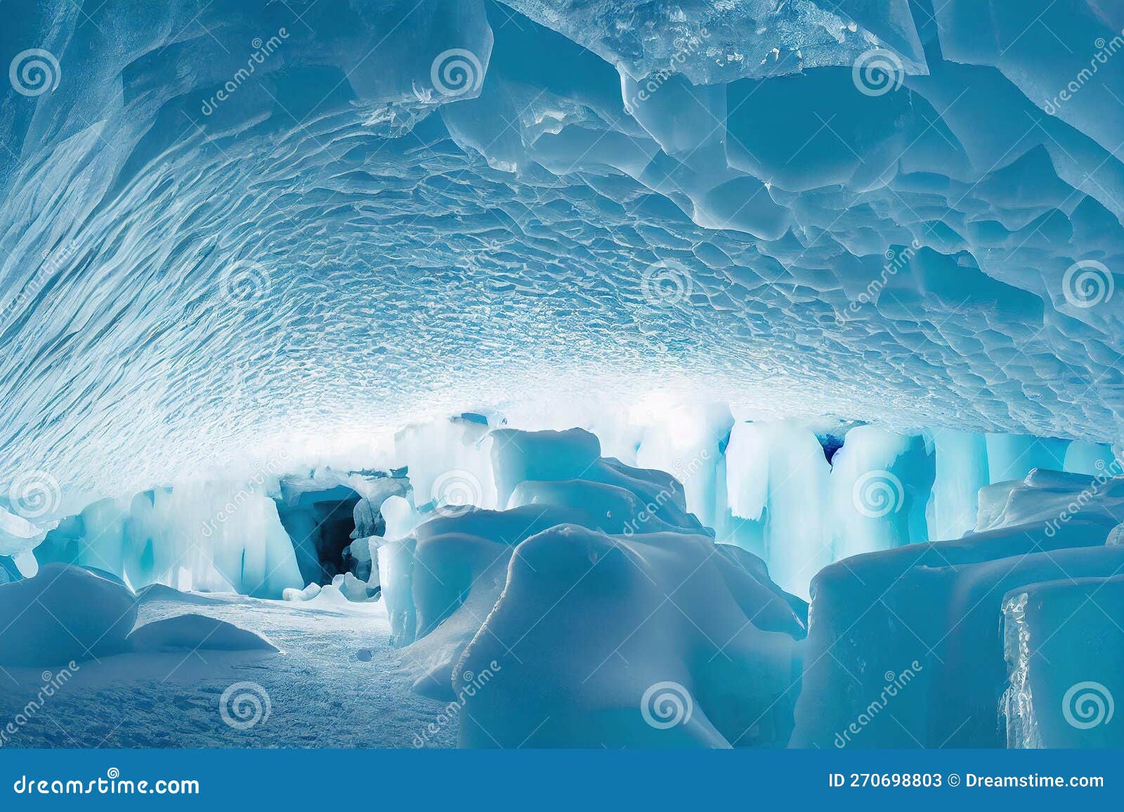 Inside Ice Cave with Stalactites and Stalagmites Geology. Stock ...