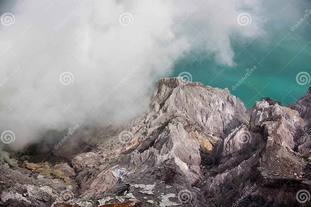 Inside Ijen Volcano, Java, Indonesia Stock Photo - Image of mount ...