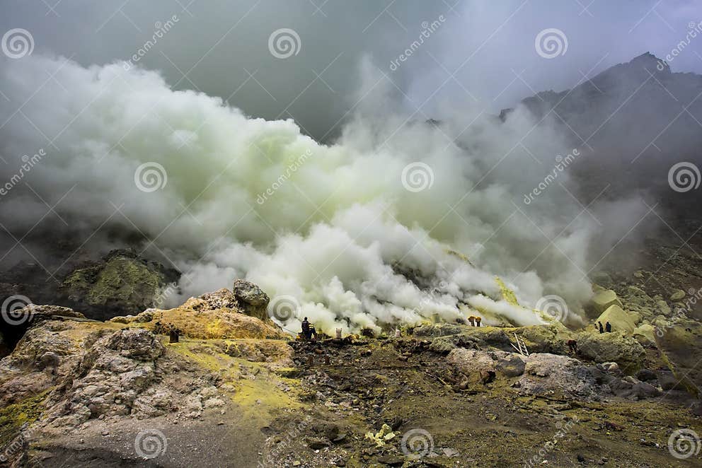 Inside Ijen Volcano, Java, Indonesia Stock Image - Image of mount ...