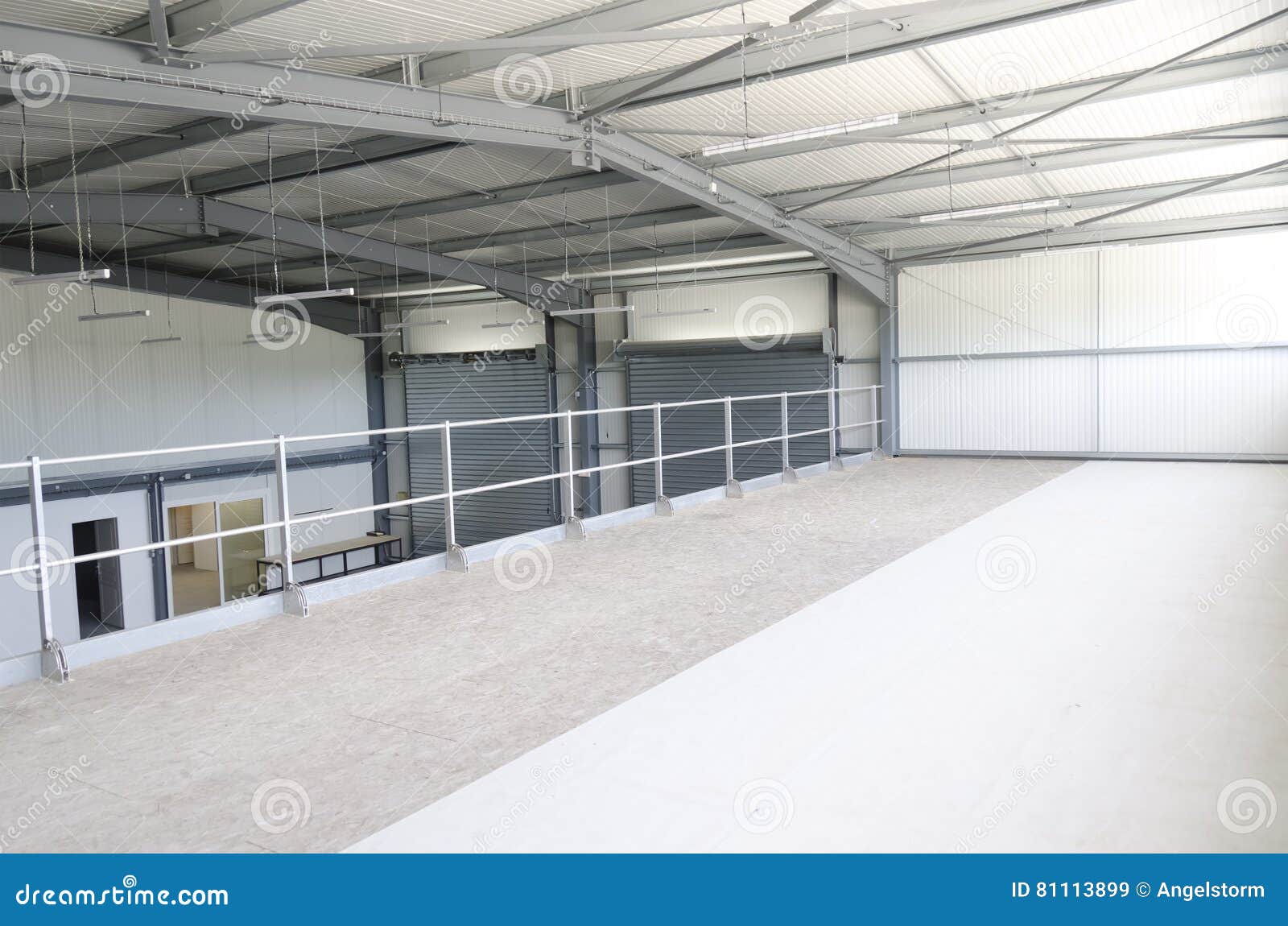 Inside an Industrial Warehouse Stock Image - Image of beams, floor ...