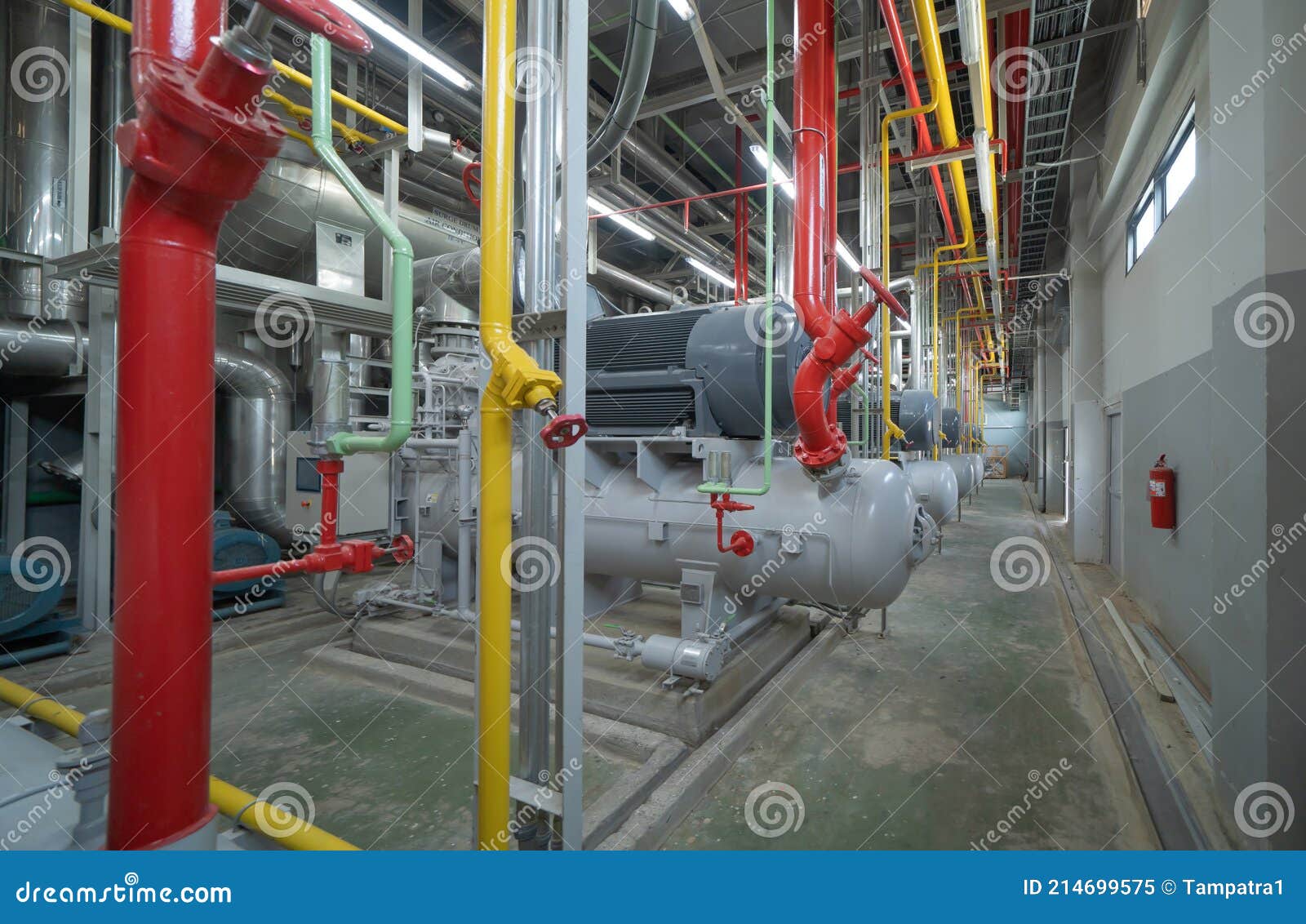 Inside of Industry Factory. Chiller Tower or Cooling Tower in Building ...