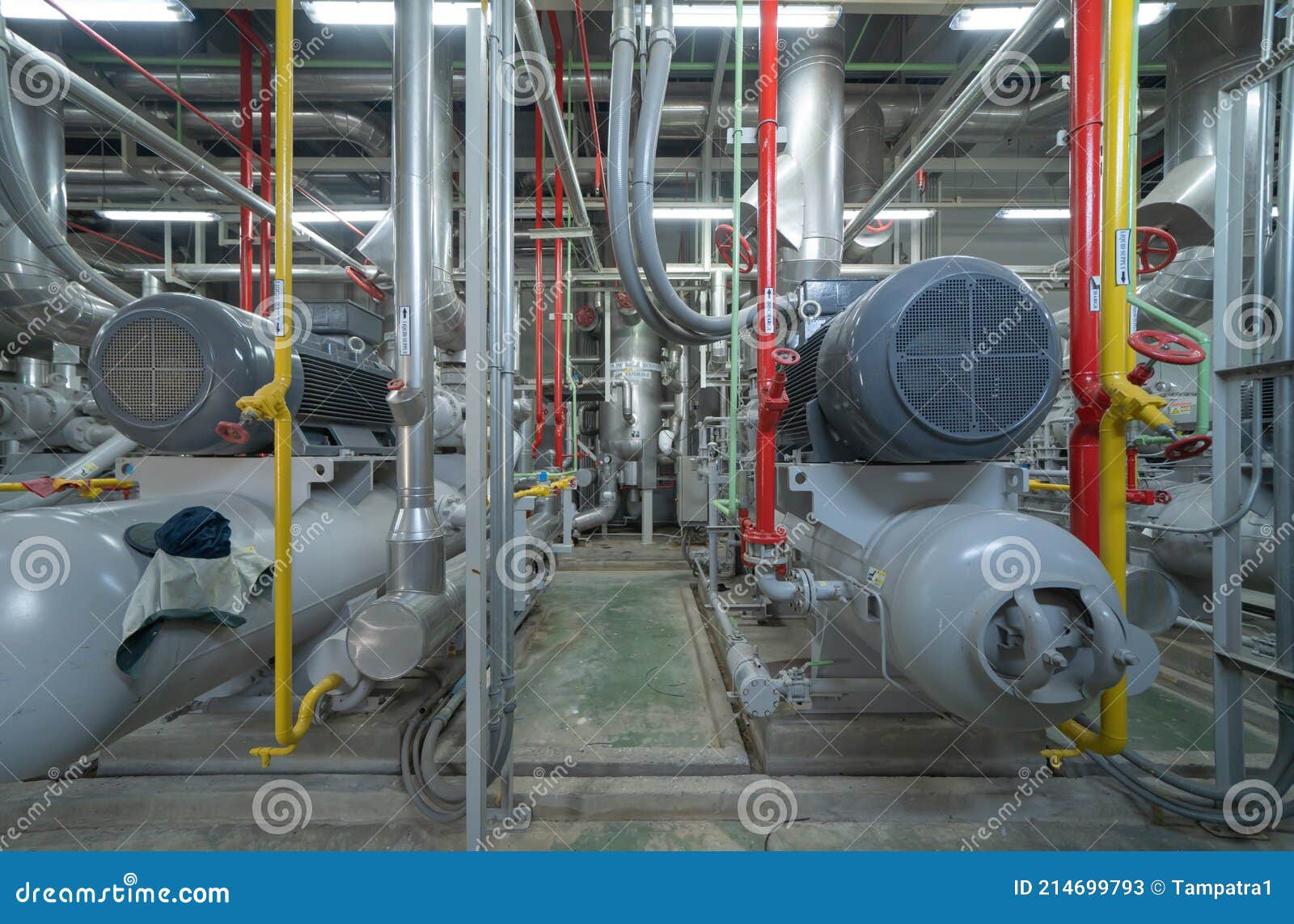 Inside of Industry Factory. Chiller Tower or Cooling Tower in Building ...