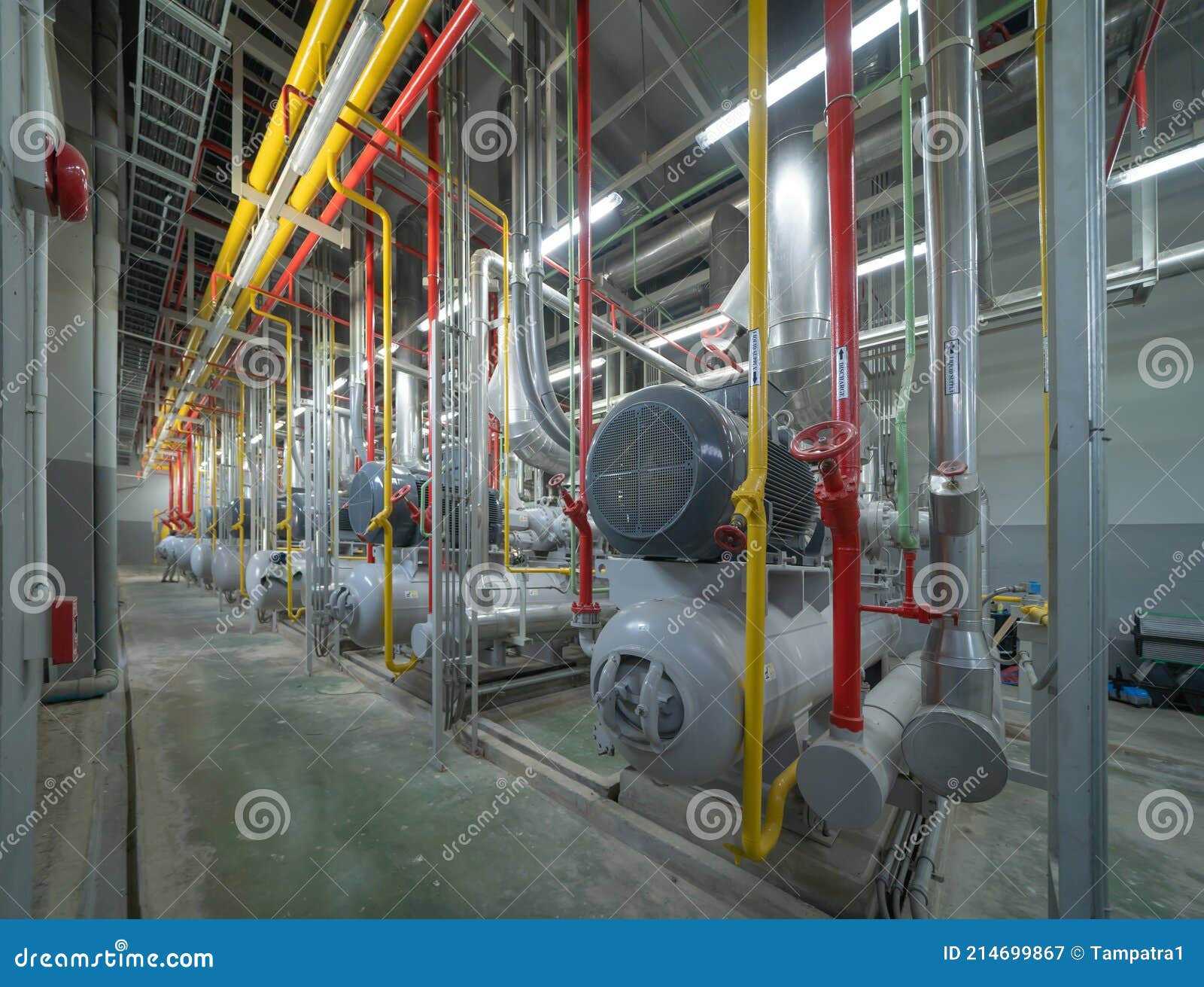 Inside of Industry Factory. Chiller Tower or Cooling Tower in Building ...