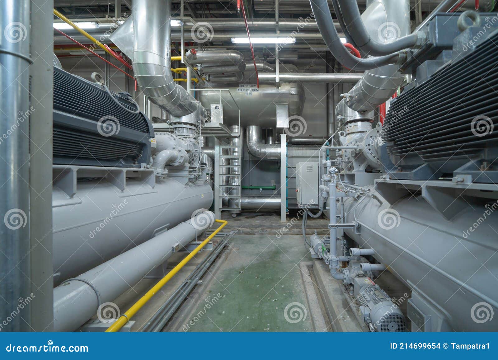 Inside of Industry Factory. Chiller Tower or Cooling Tower in Building ...