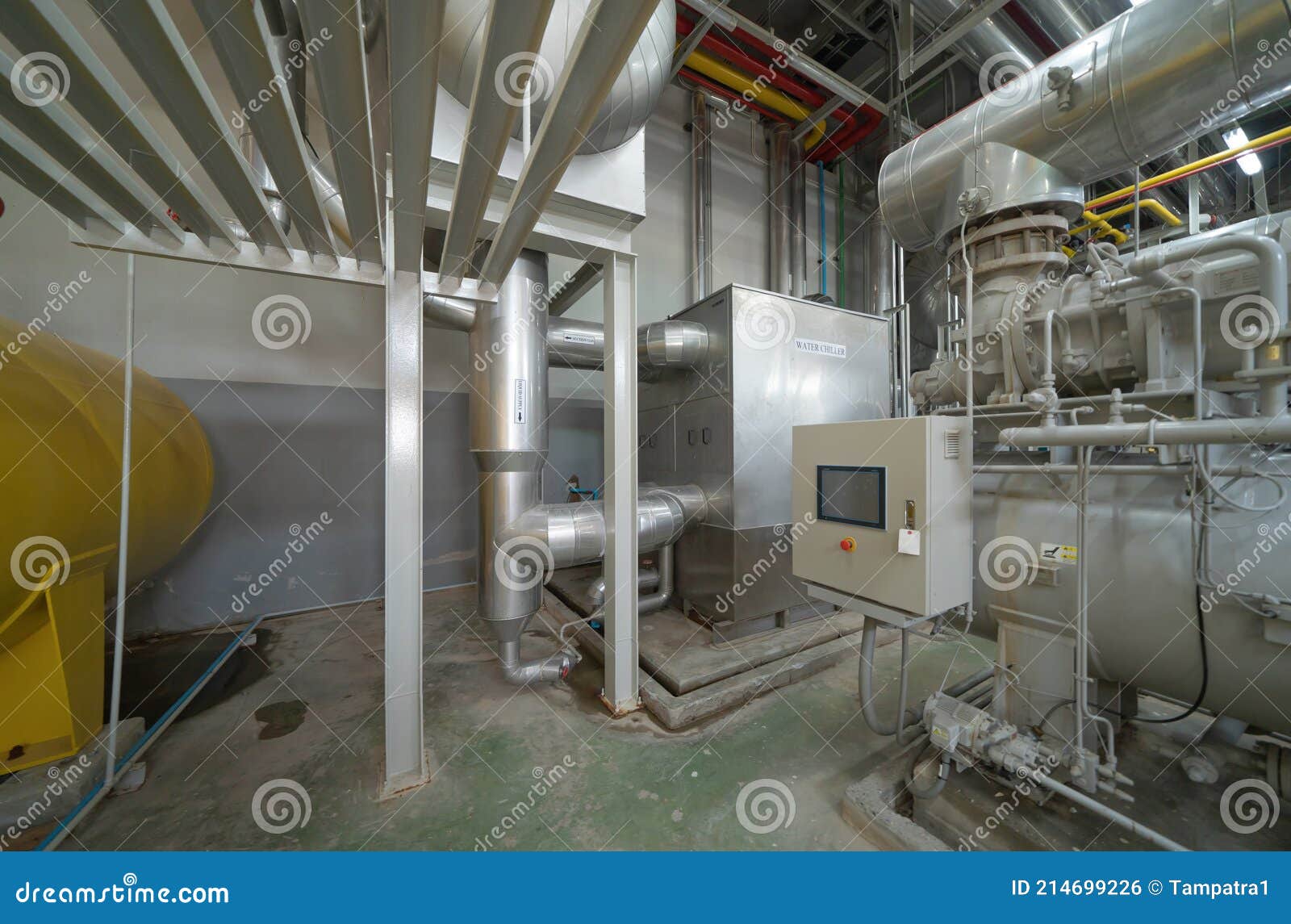 Inside of Industry Factory. Chiller Tower or Cooling Tower in Building ...