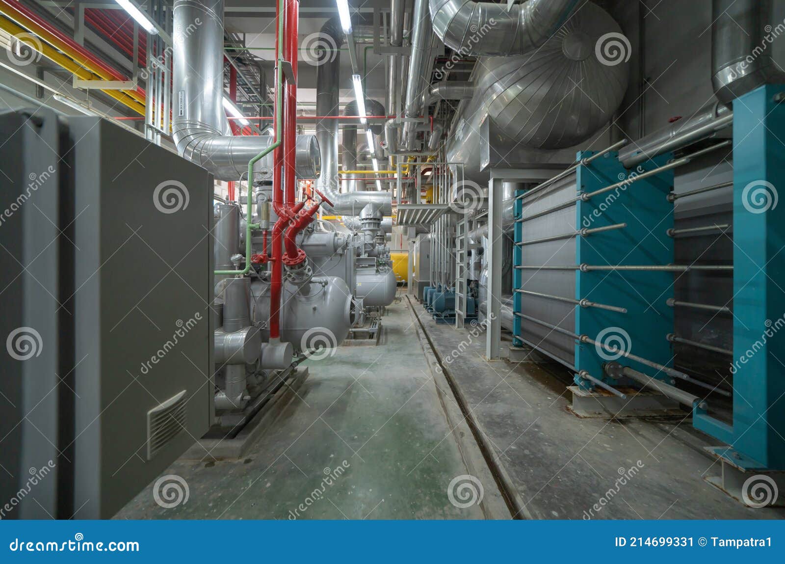Inside of Industry Factory. Chiller Tower or Cooling Tower in Building ...