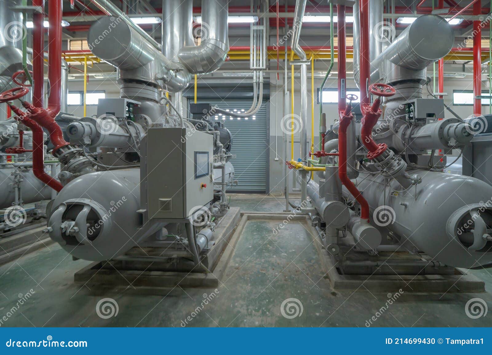 Inside of Industry Factory. Chiller Tower or Cooling Tower in Building ...
