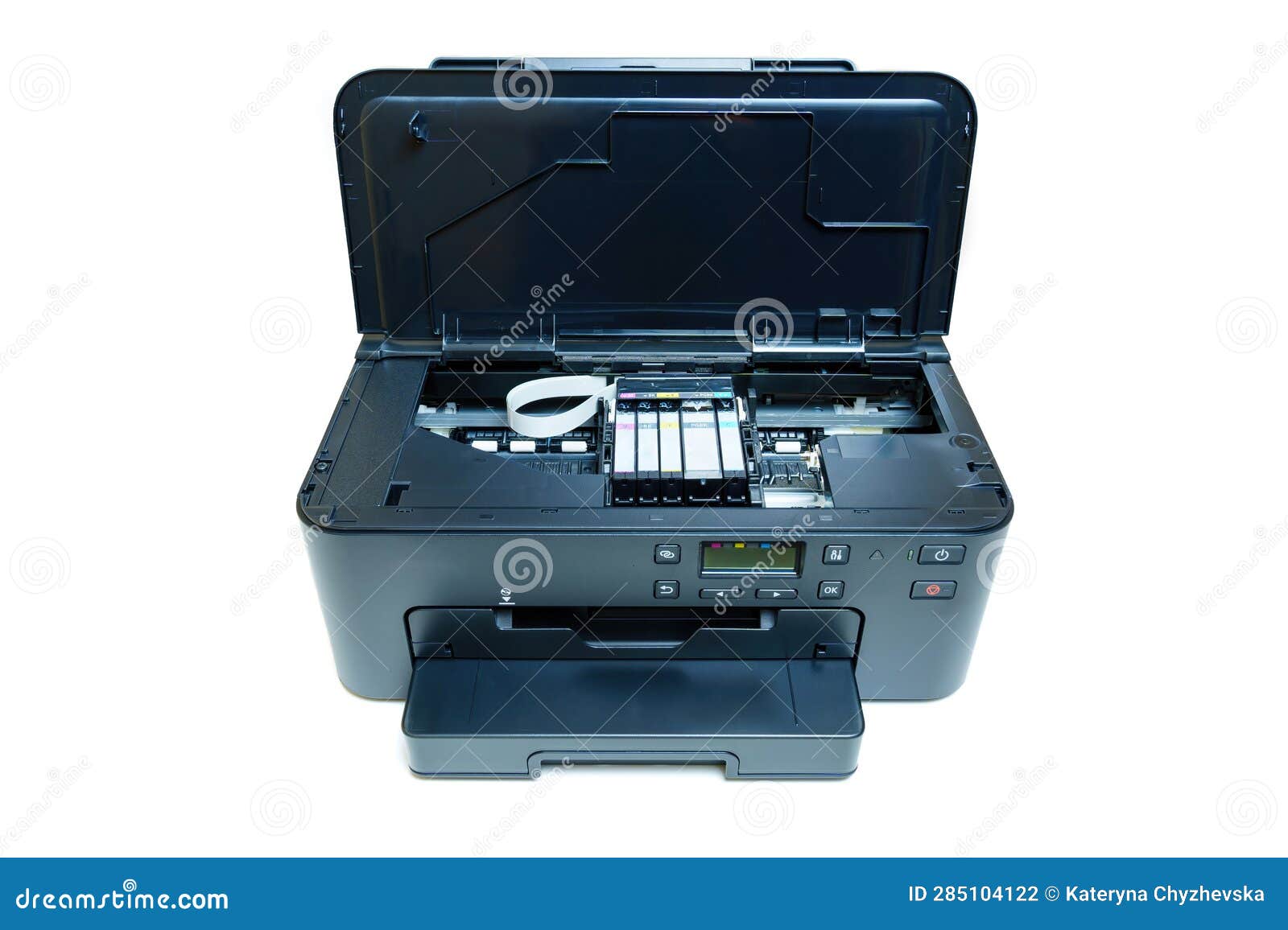 Inside the Inkjet Printer: View of the Holder with Cartridges Stock ...