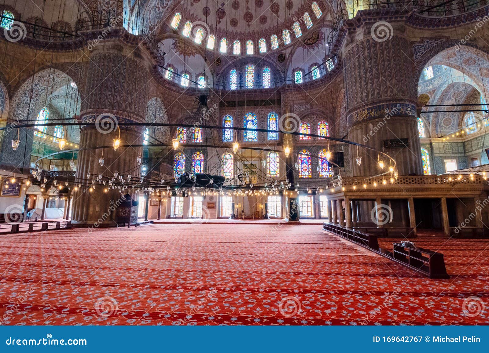 Inside Interior of Blue Mosque Editorial Photography - Image of dome ...