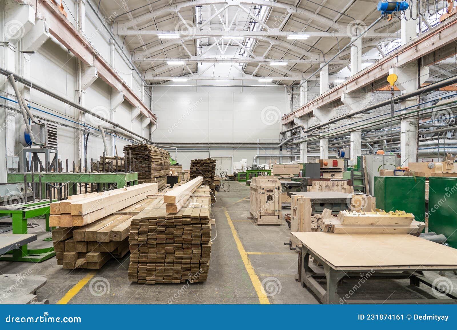 Inside Interior Factory Workshop with Stacks of Wood for Making Molds ...