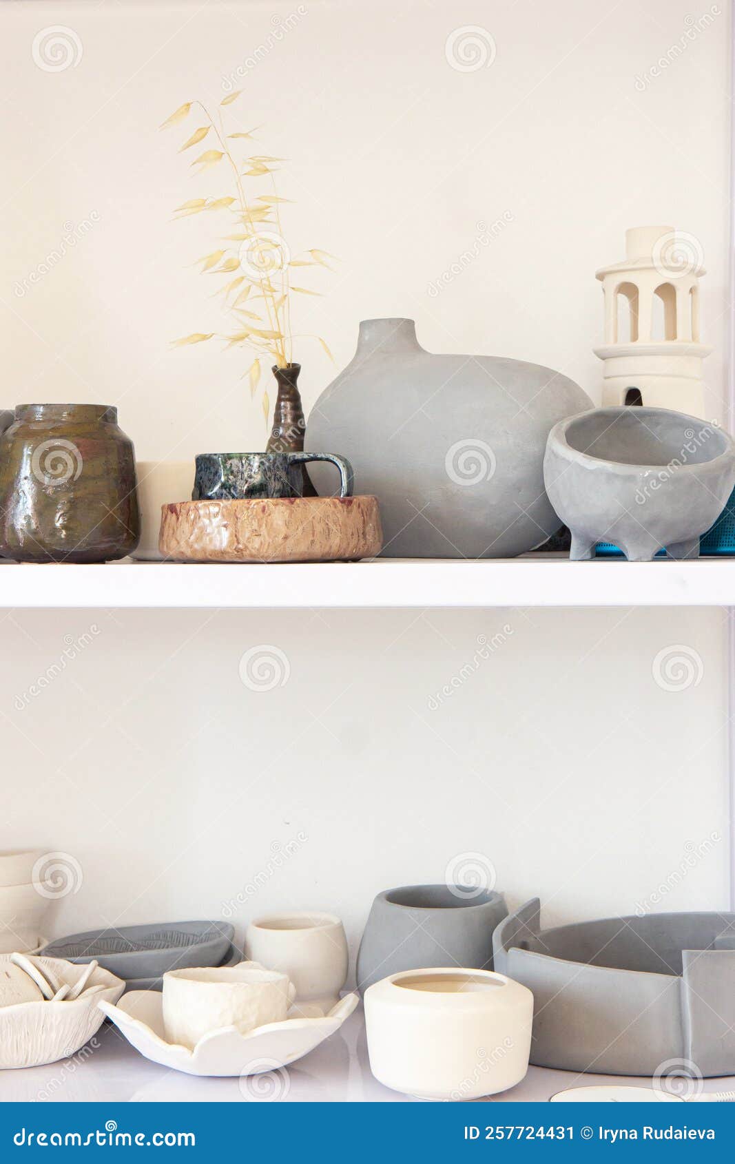 Inside Interior of Pottery. Racks in Pottery Workshop in Which There ...
