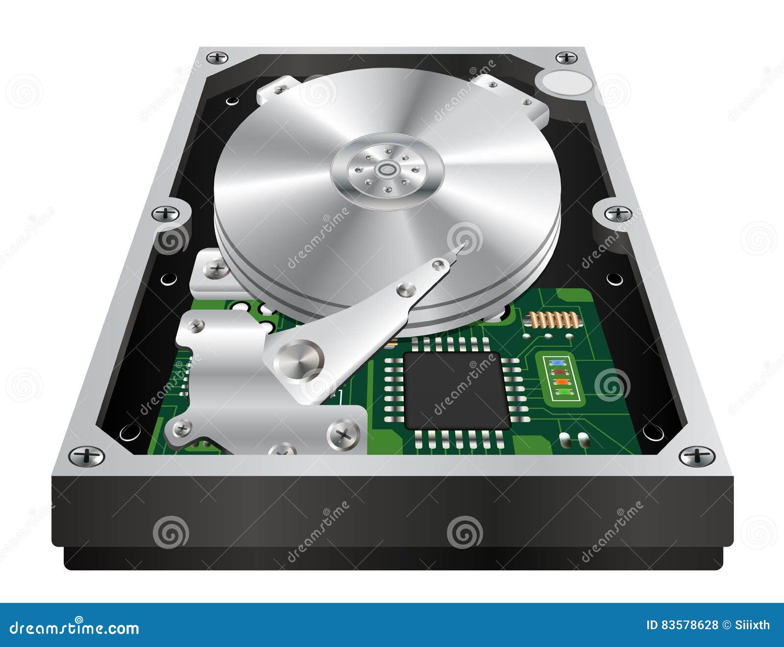 Inside of a Internal Hard Disk on a White Background Stock Vector ...