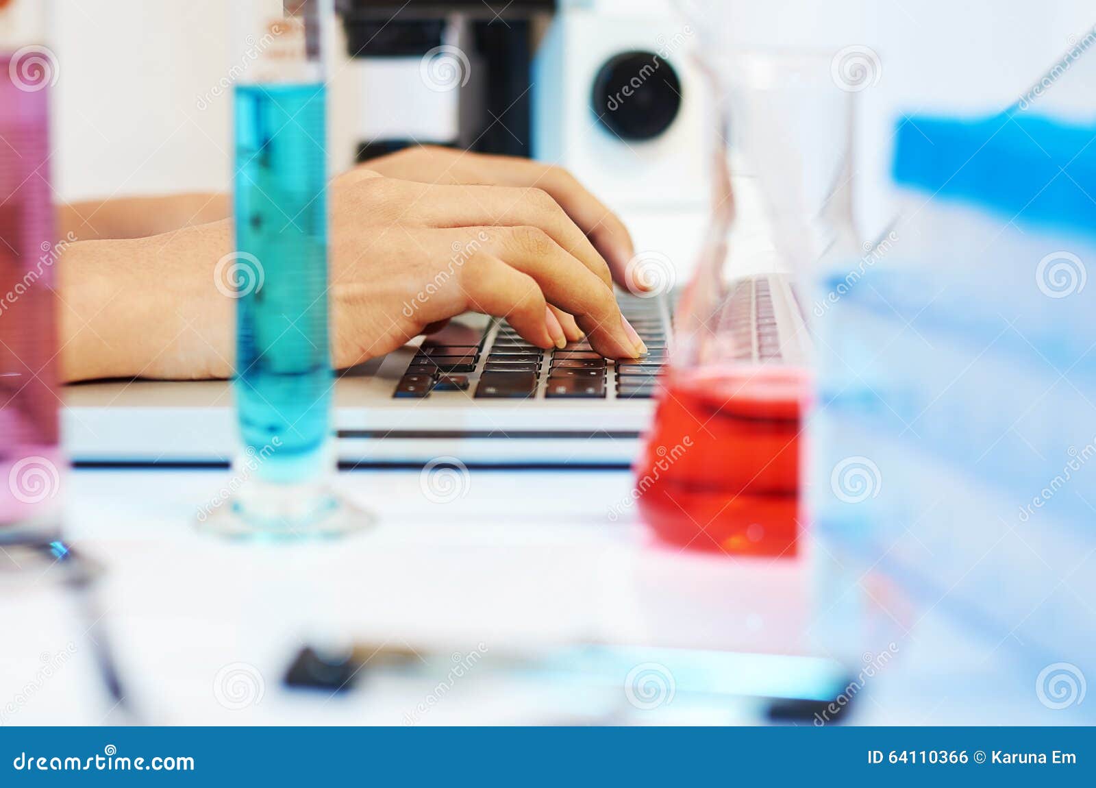 Inside a laboratory stock photo. Image of purple, medical - 64110366