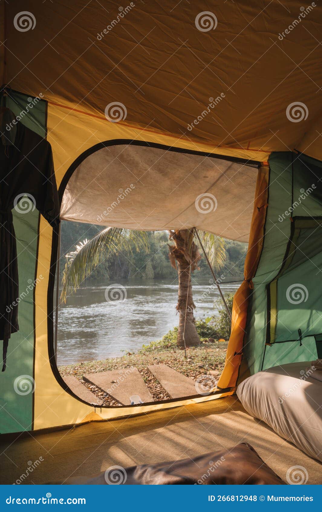 Inside of Large Comfortable Camping Tent on Campground in the Tropical ...