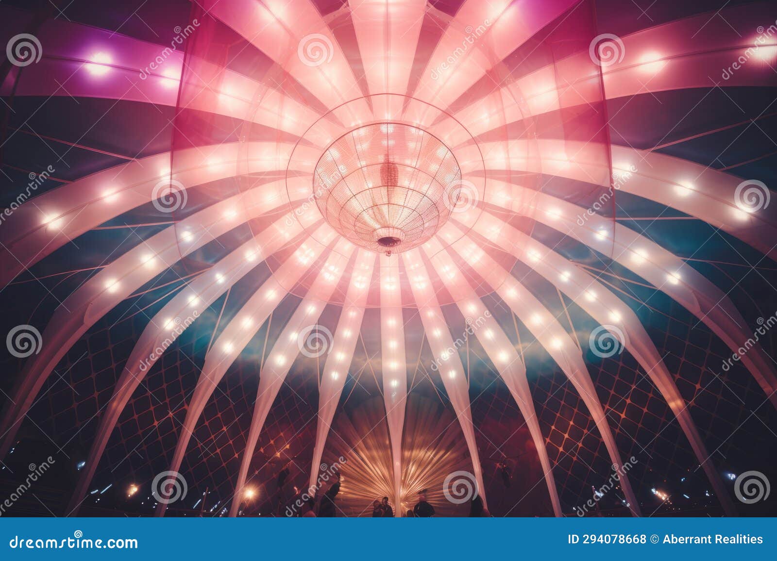 The Inside of a Large Dome with Lights and People Stock Illustration ...