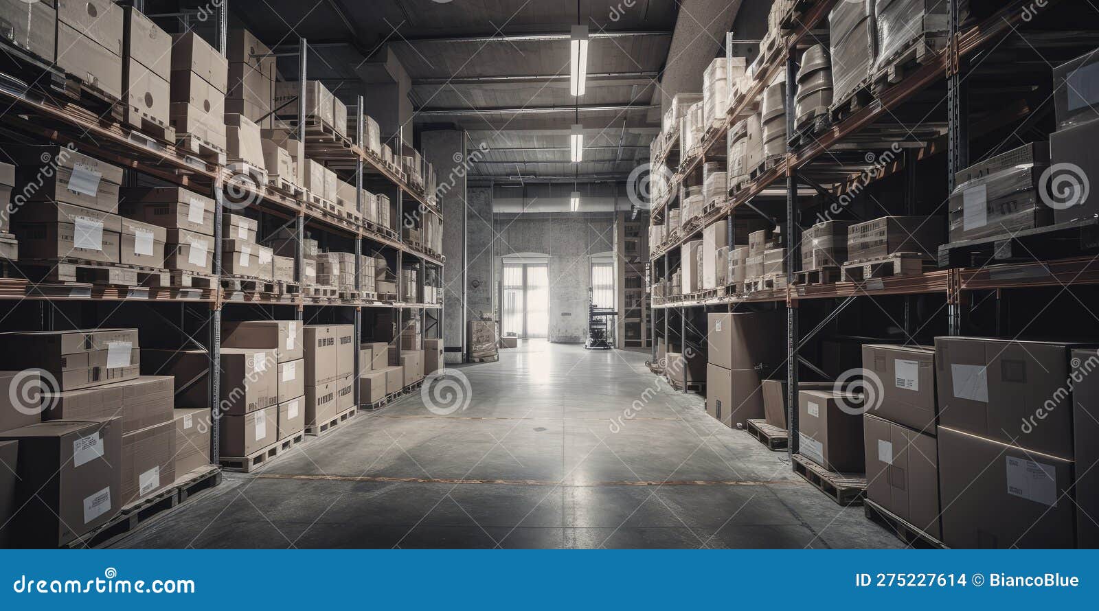 Inside a Large Warehouse for Goods Distribution and Logistics Stock ...