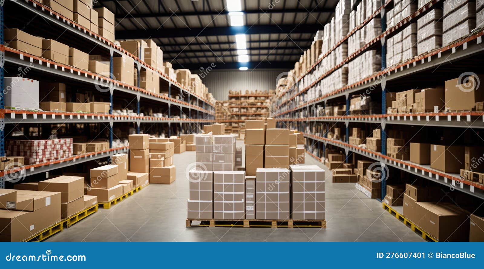 Inside a Large Warehouse for Goods Distribution and Logistics Stock ...