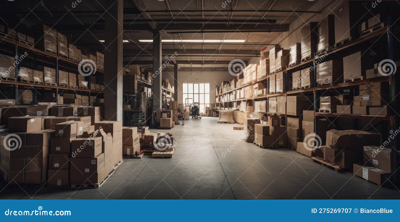 Inside a Large Warehouse for Goods Distribution and Logistics Stock ...