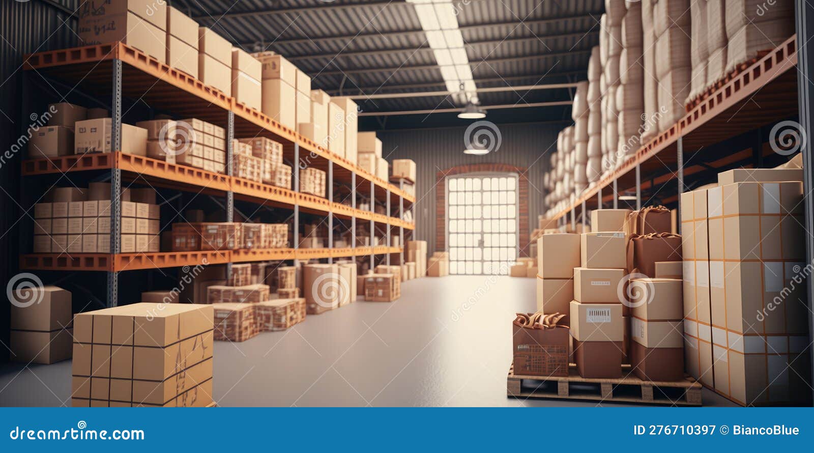 Inside a Large Warehouse for Goods Distribution and Logistics Stock ...