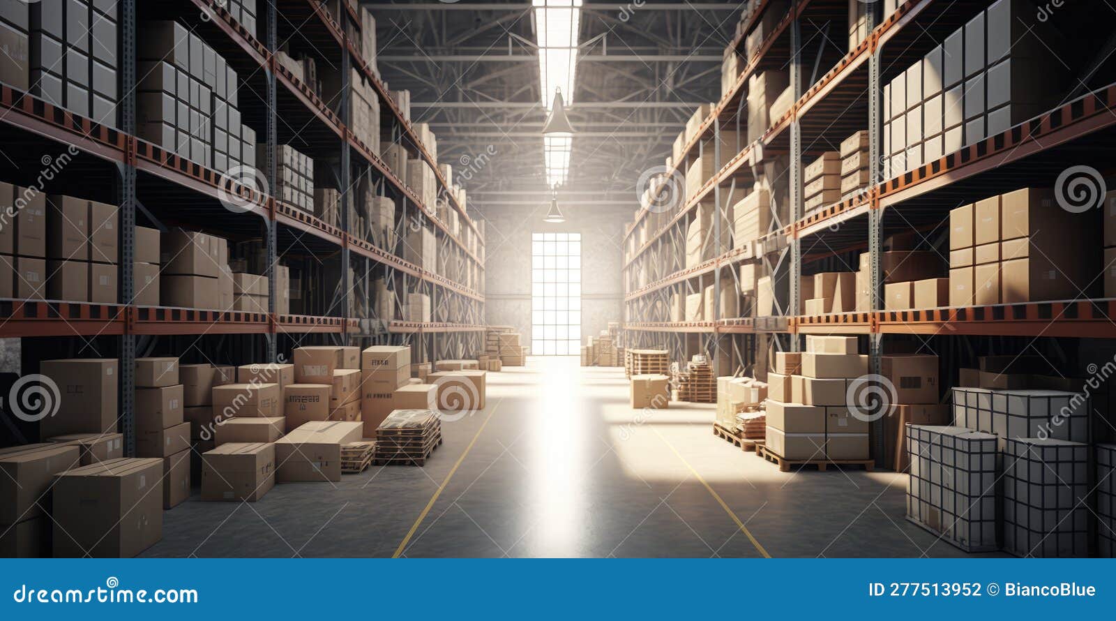 Inside a Large Warehouse for Goods Distribution and Logistics Stock ...
